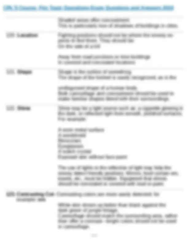 CPL'S Course Fire Team Operations Exam Questions and Answers | Exams ...