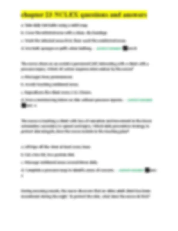 chapter 23 NCLEX questions and answers. | Exams Nursing | Docsity