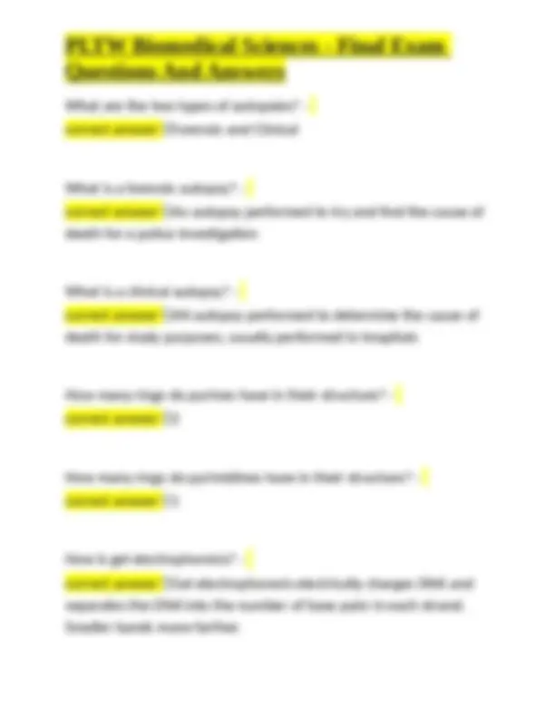 PLTW Biomedical Sciences Final Exam Questions and Answers | Exams ...