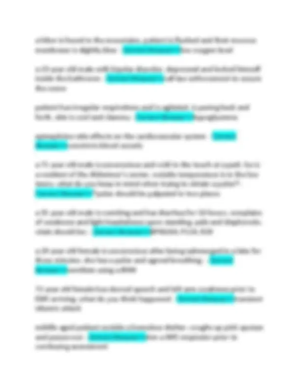 FISDAP Medical Exam Questions & Answers: Study Guide for EMTs | Exams Nursing | Docsity