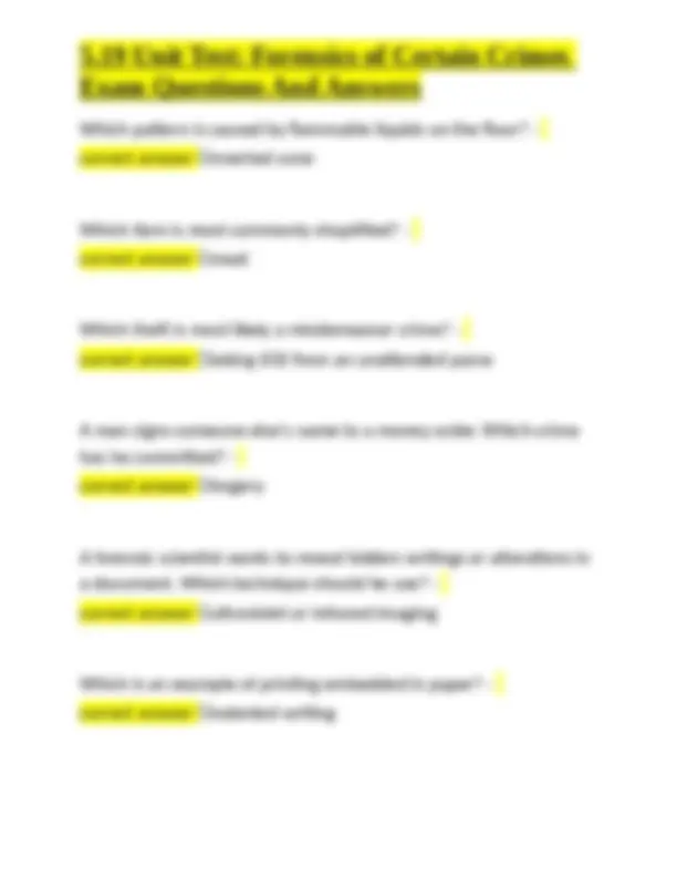 5.19 Unit Test: Forensics of Certain Crimes Exam Questions And Answers ...