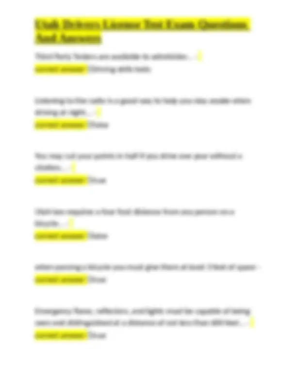Utah Drivers License Test Exam Questions And Answers | Exams Physical ...