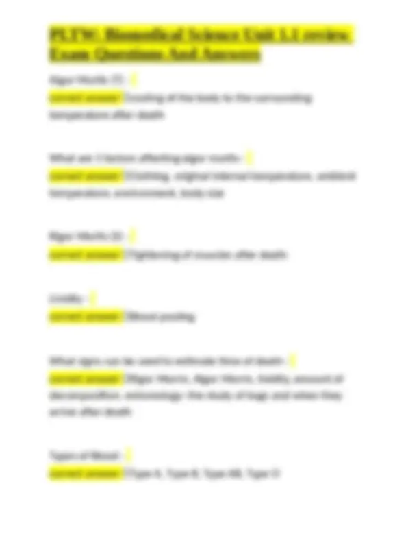 PLTW: Biomedical Science Unit 1.1 Review - Exam Questions and Answers ...