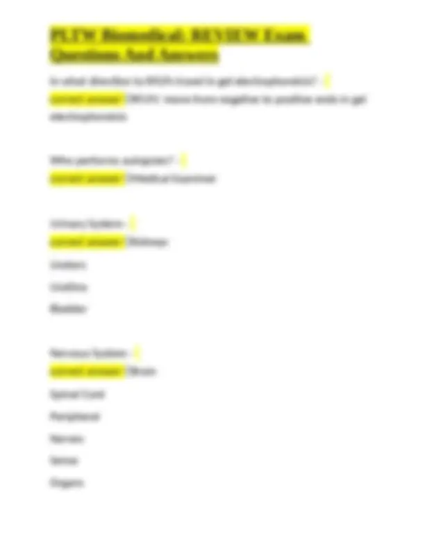 PLTW Biomedical Review Exam: Questions and Answers | Exams Biomedical ...