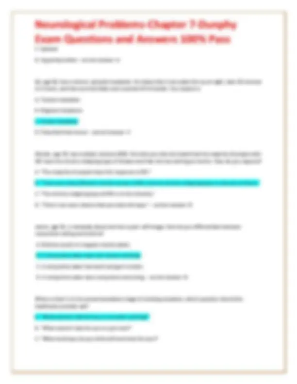 Neurological Problems-Chapter 7-Dunphy Exam Questions and Answers 100% Pass | Exams Nursing ...