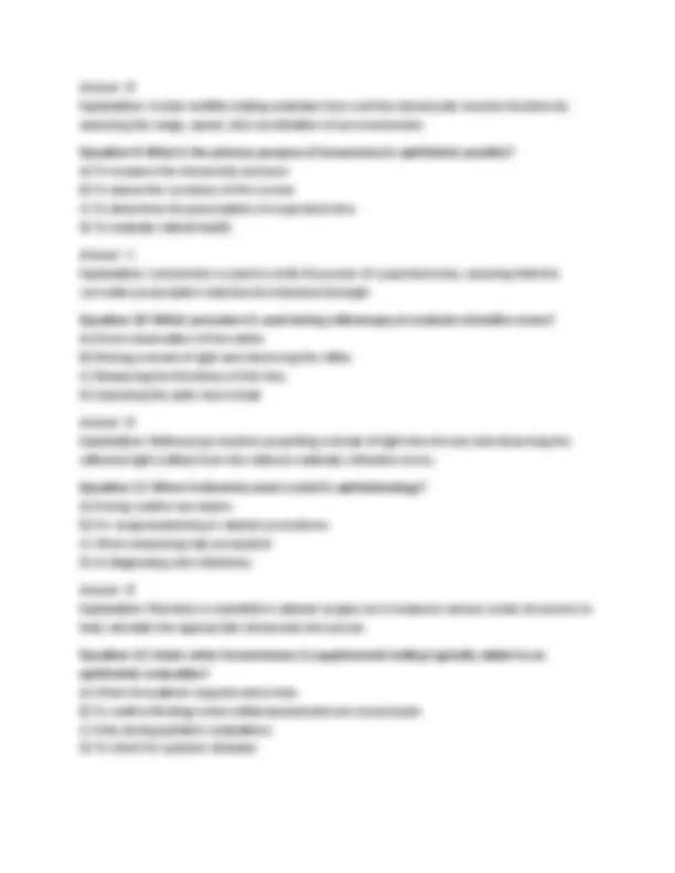 (COT) Certified Ophthalmic Technician Exam | Exams Technology | Docsity