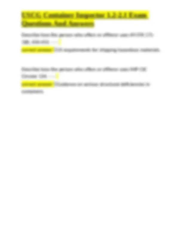 USCG Container Inspector 1.2-2.1 Exam Questions And Answers | Exams ...