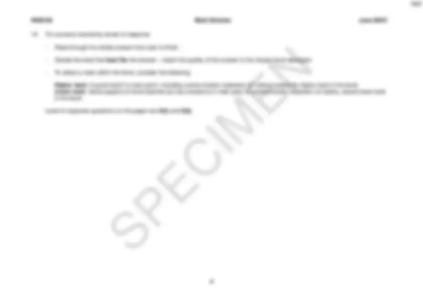 AS Level Biology A H020/02 Depth in biology SAMPLE MARK SCHEME | Exams Nursing | Docsity