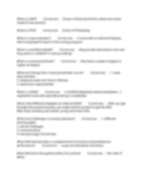 NUR 2810 Midterm Exam 100% Questions and Answers | Exams Nursing | Docsity