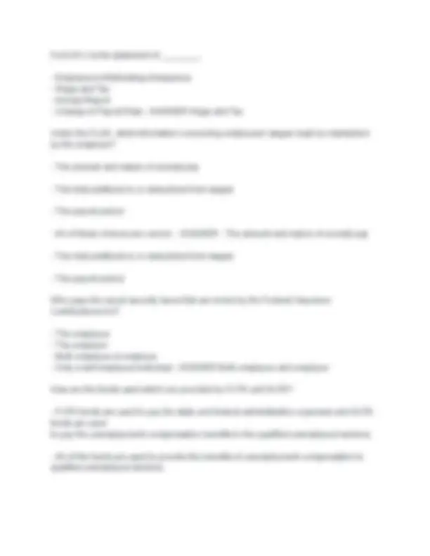 PAYROLL ACCOUNTING FINAL EXAM STUDY GUIDE PART 1 EXAM QUESTIONS AND ANSWERS 100% CORRECT ...