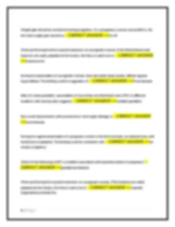 Pregnancy Qbank Exam and Study Guide: 100 Questions and Answers | Exams Nursing | Docsity