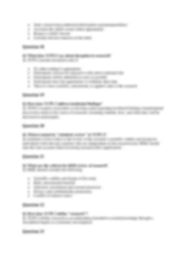 TCPS 2: Ethical Conduct in Human Research - Practice Questions & Answers | Exams Nursing | Docsity