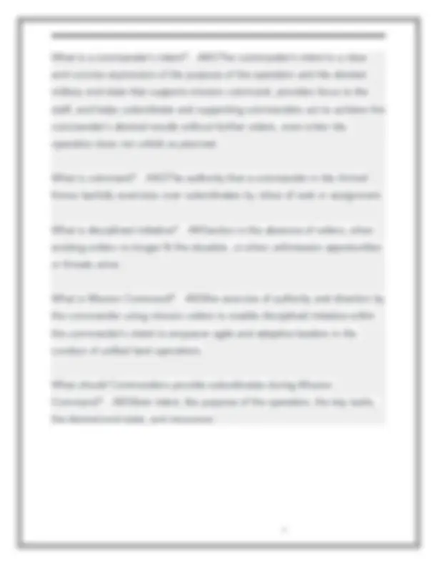 Mission Command (ADP 6-0) Board Questions and Answers | Exams Military ...