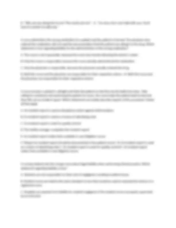 Fundamentals of Nursing Chapter 7 NCLEX Practice: Legal and Ethical ...