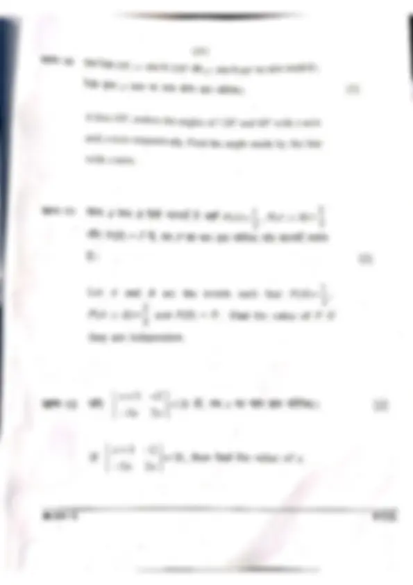 Mathematics Question paper 2025 12th | Schemes and Mind Maps Mathematics | Docsity