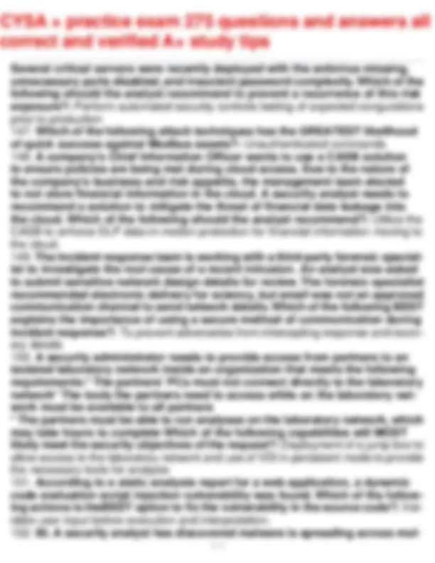 CYSA+ Practice Exam: 275 Questions and Answers with A+ Study Tips ...
