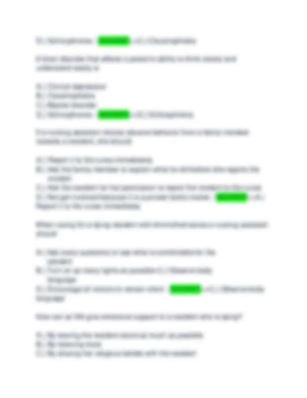 CNA Chapter 3 Complete Exam 20242025 with correct answers | Exams Nursing | Docsity