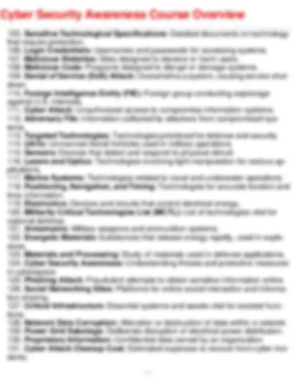 Cyber Security Awareness Course Overview.pdf | Exams Advanced Education | Docsity