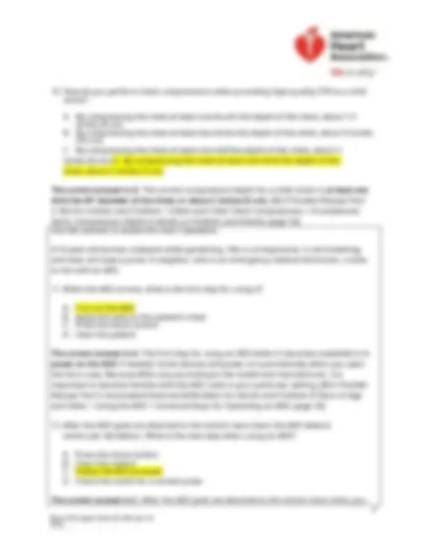 American Heart Association Basic Life Support Exam Questions with ...