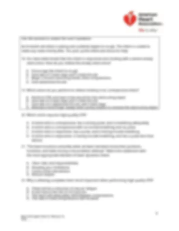 American Heart Association Basic Life Support Exam Questions with ...