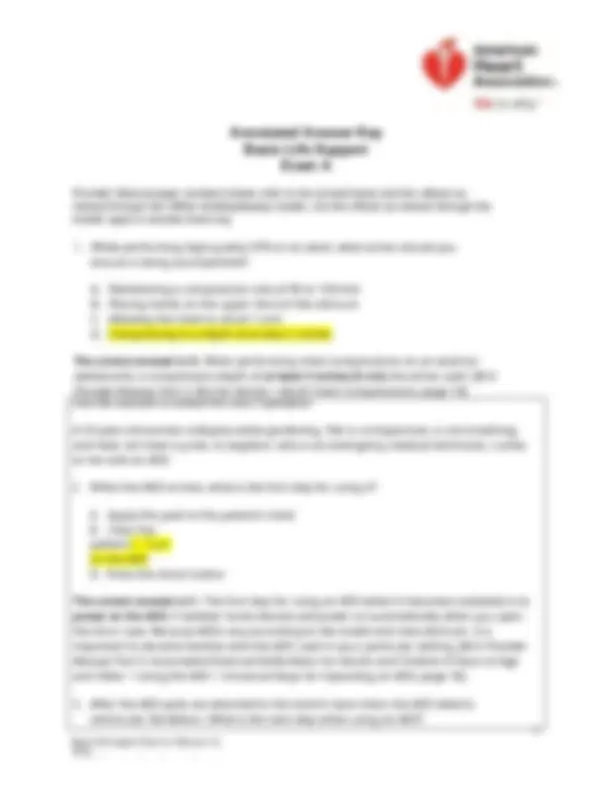 American Heart Association Basic Life Support Exam Questions with Complete Answers | Exams ...