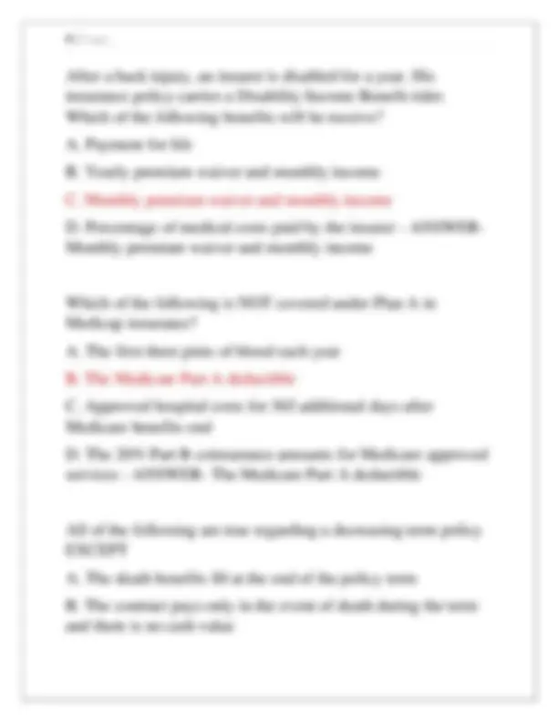 Texas Life Insurance Exam 2: Practice Questions and Answers | Exams ...