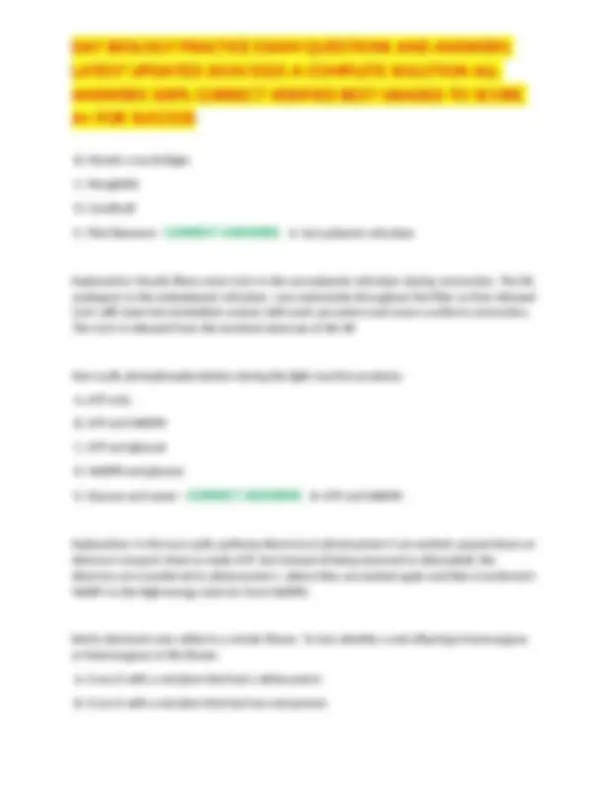 DAT BIOLOGY PRACTICE EXAM QUESTIONS AND ANSWERS LATEST UPDATED 2024/ ...