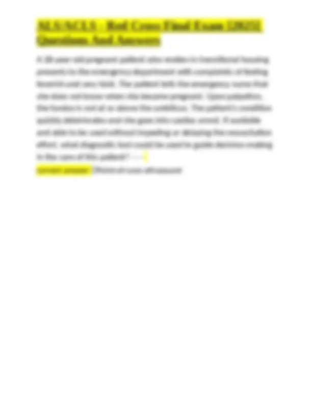 ALS/ACLS - Red Cross Final Exam [2025] Questions And Answers | Exams ...