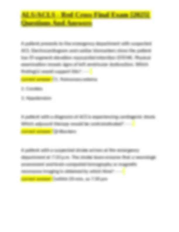 ALS/ACLS - Red Cross Final Exam [2025] Questions And Answers | Exams ...