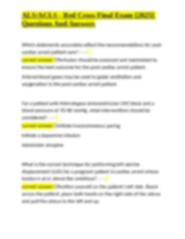 ALS/ACLS - Red Cross Final Exam [2025] Questions And Answers | Exams ...
