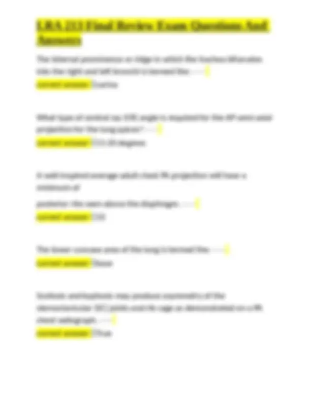 LRA 213 Final Review Exam Questions and Answers: Chest Radiography ...