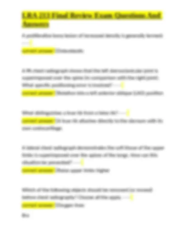 LRA 213 Final Review Exam Questions and Answers: Chest Radiography ...