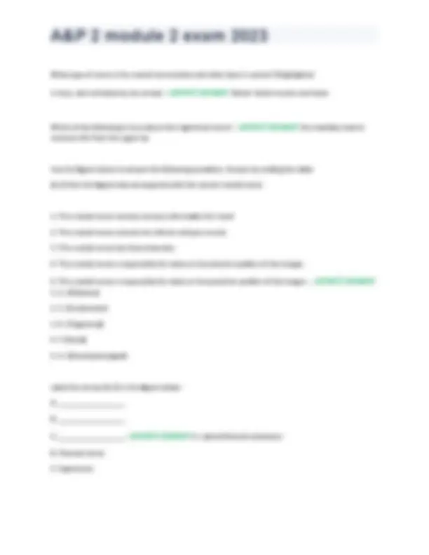 A&P 2 module 2 exam 2023 | Exams Nursing | Docsity