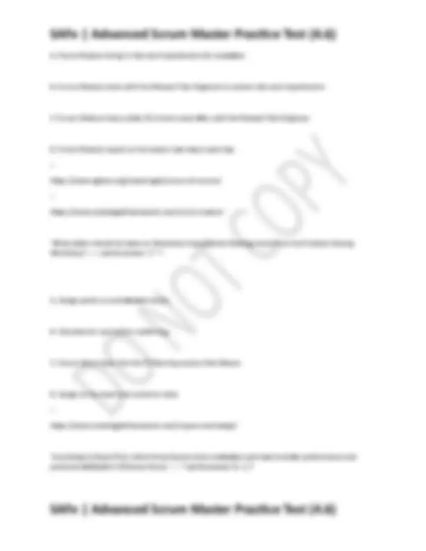 SAFe Advanced Scrum Master Practice Test (4.6) | Exams Nursing | Docsity