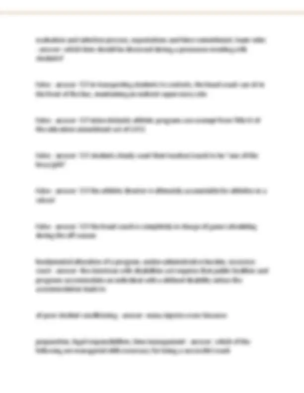 NFHS Unit 2: Questions and Answers for Coaches and Teachers | Exams Nursing | Docsity