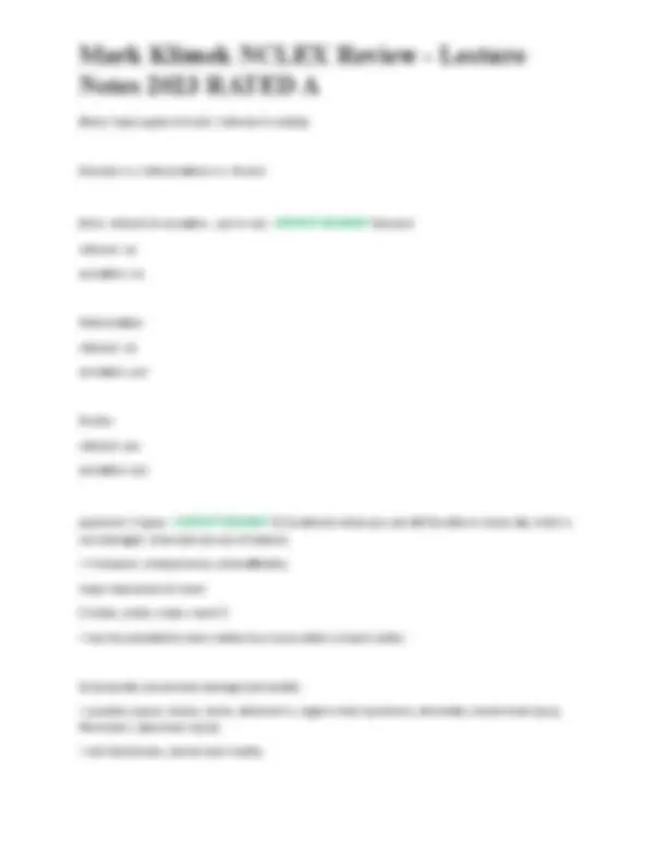 Mark Klimek NCLEX Review - Lecture Notes 2023 rated A | Exams Nursing ...