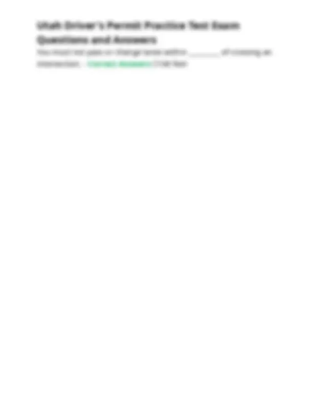 Utah Driver's Permit Practice Test Exam Questions and Answers | Exams ...