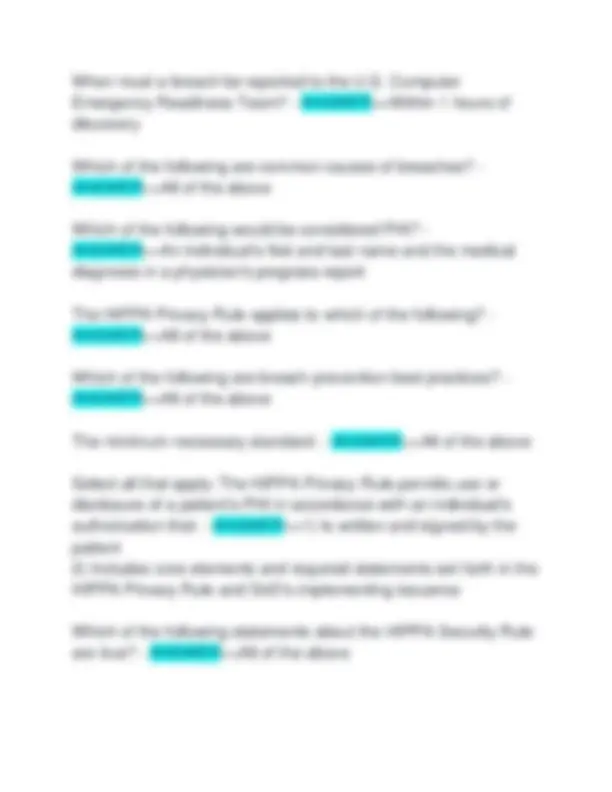 JKO HIPPA AND PRIVACY ACT TRAINING EXAM 2024-2025 Questions and Correct Answers | Exams Nursing ...