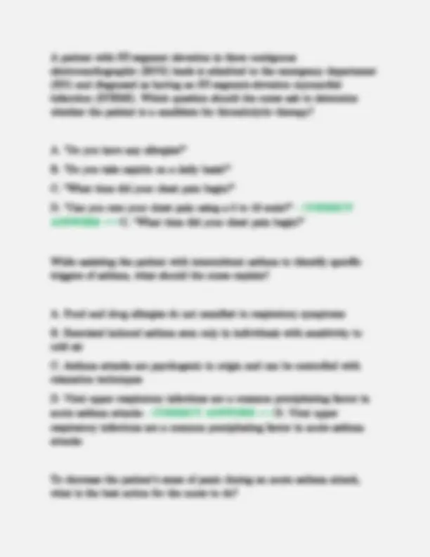 Care of the Adult Exam #1 with correct answers | Exams Nursing | Docsity