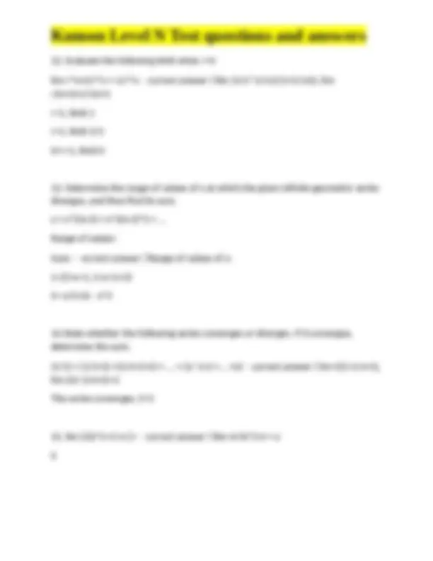 Kumon Level N Test questions and answers. | Exams Nursing | Docsity