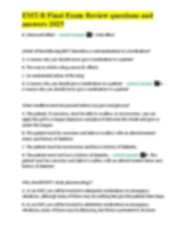 EMT-B Final Exam Review Questions and Answers 2025 | Exams Nursing ...