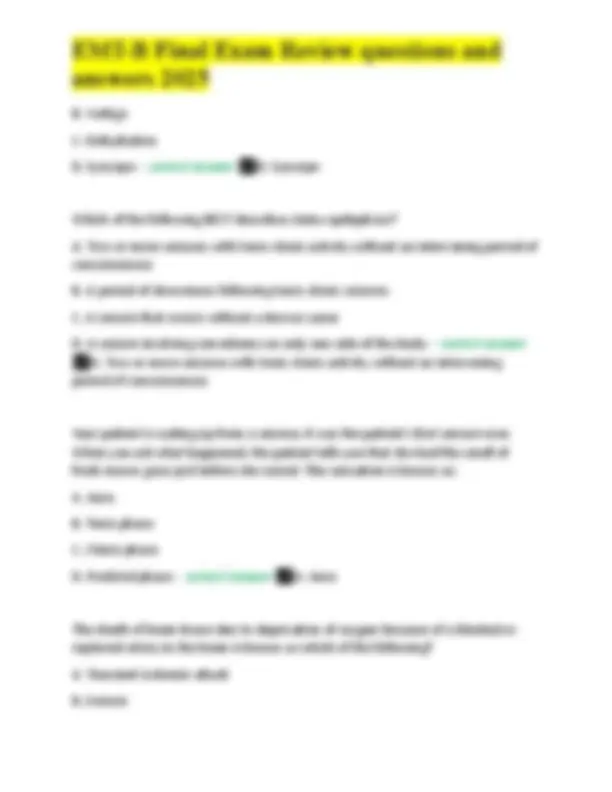 EMT-B Final Exam Review Questions and Answers 2025 | Exams Nursing ...