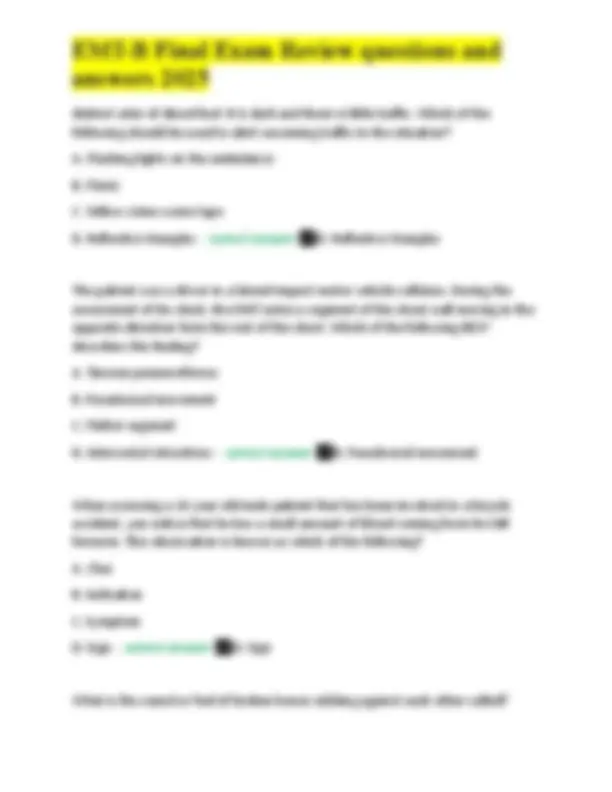 EMT-B Final Exam Review Questions and Answers 2025 | Exams Nursing ...