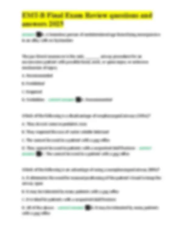 EMT-B Final Exam Review Questions and Answers 2025 | Exams Nursing ...