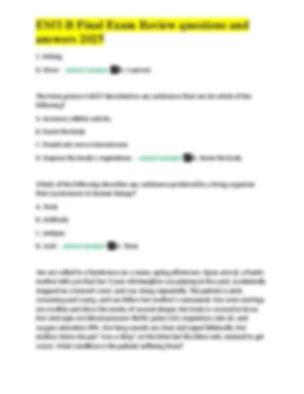 EMT-B Final Exam Review Questions and Answers 2025 | Exams Nursing ...