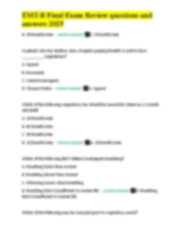 EMT-B Final Exam Review Questions and Answers 2025 | Exams Nursing ...