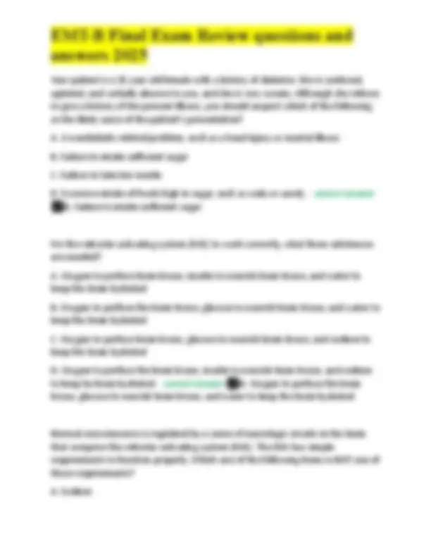 EMT-B Final Exam Review Questions and Answers 2025 | Exams Nursing ...