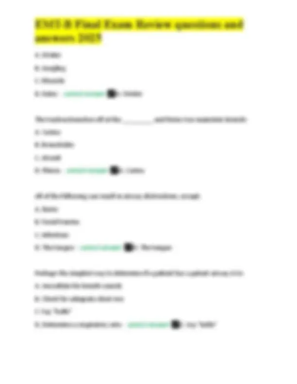 EMT-B Final Exam Review Questions and Answers 2025 | Exams Nursing ...