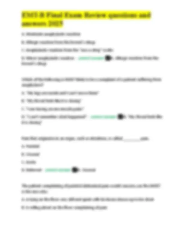 EMT-B Final Exam Review Questions and Answers 2025 | Exams Nursing ...