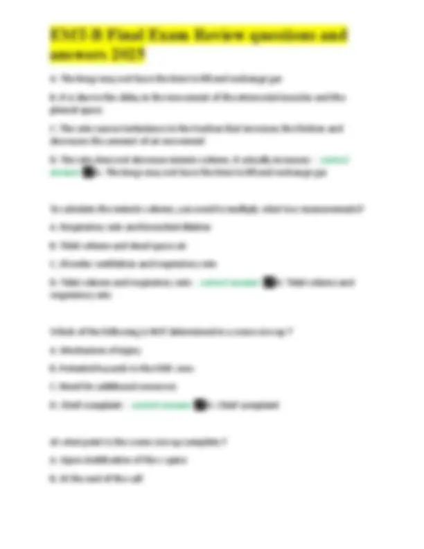 EMT-B Final Exam Review Questions and Answers 2025 | Exams Nursing ...